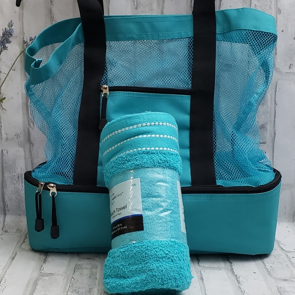 Coushatta | Bags | Mesh Beach Bag Tote With Insulated Cooler And Beach ...